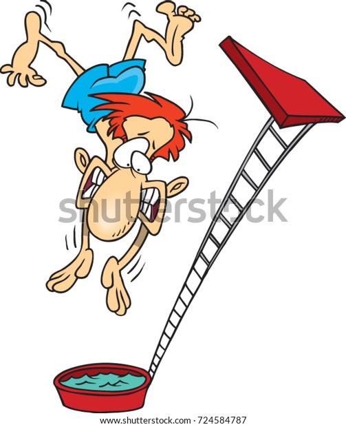 Cartoon Scared Man Jumping Off High 库存矢量图（免版税）724584787 | Shutterstock