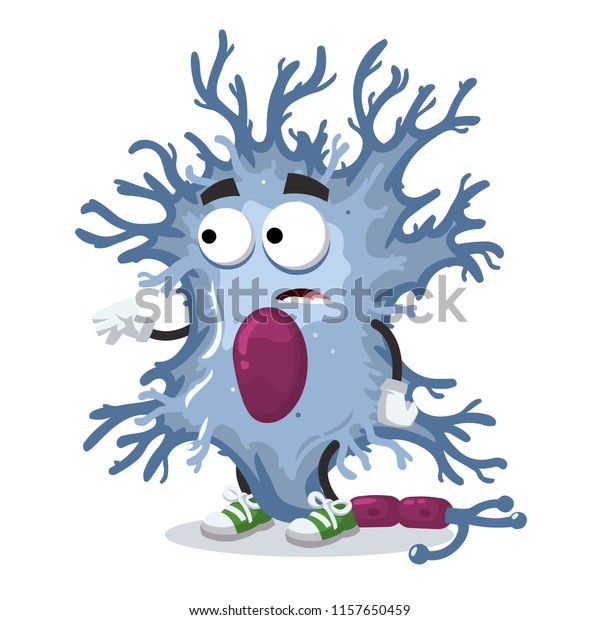 Cartoon Scared Neuron Cell Mascot Sneakers Stock Vector (Royalty Free ...