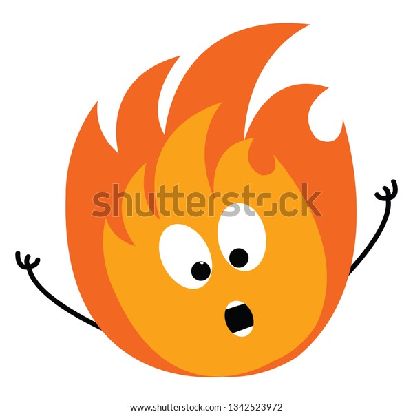 Cartoon Scared Orange Yellow Fire Vector Stock Vector (Royalty Free ...