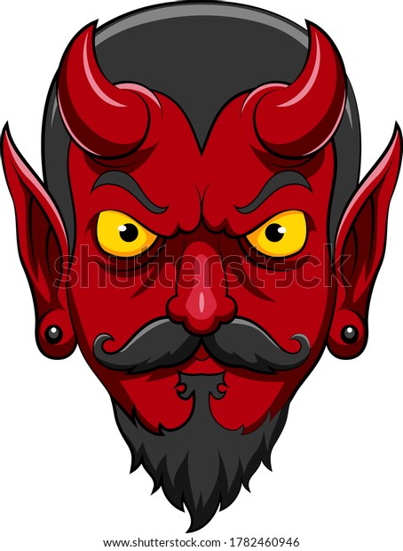 Cartoon Scary Devil Head Mascot Illustration Stock Vector (Royalty Free ...