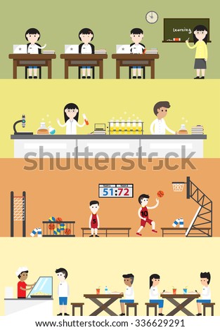 Cartoon School Building Interior Layout Subject Stock Vector (Royalty ...