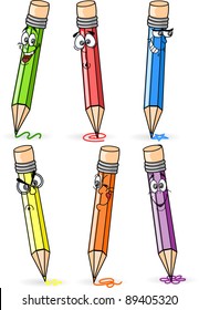 Cartoon School Pencils Stock Vector (Royalty Free) 89405320 | Shutterstock