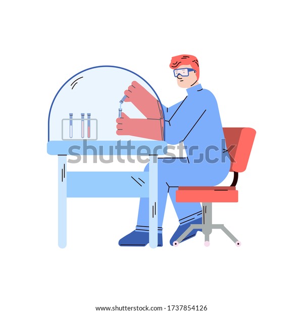 Cartoon Scientist Science Laboratory Table Glass Stock Vector (Royalty ...