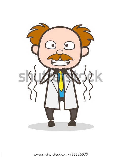 Cartoon Scientist Shivering Fear Vector Illustration Stock Vector ...