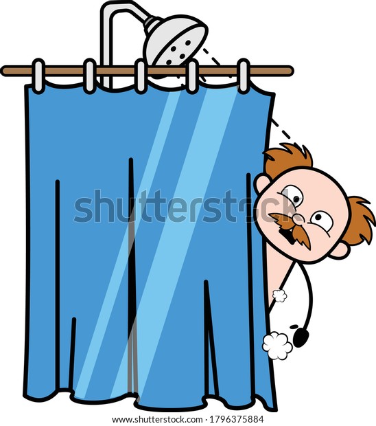 Cartoon Scientist Taking Shower Character Design Stock Vector (Royalty ...