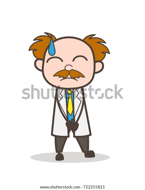 Cartoon Scientist Tired Face Vector Illustration Stock Vector (Royalty ...