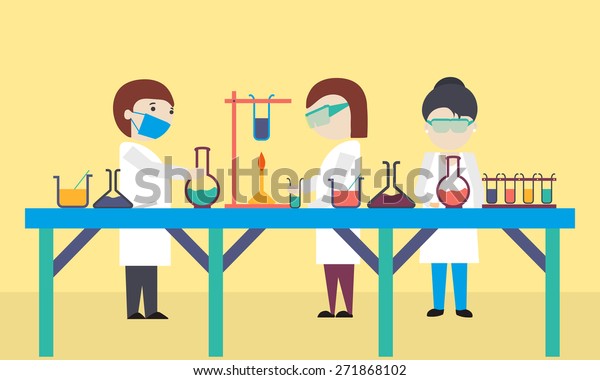 Cartoon Scientists Working Science Laboratory On Stock Vector (Royalty ...