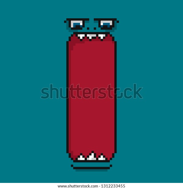Cartoon screaming monster face in pixel art style. Halloween monster ...