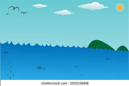 Cartoon Sea Wallpaper Sky Background Stock Vector (Royalty Free ...