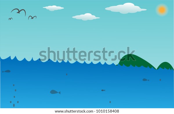Cartoon Sea Wallpaper Sky Background Stock Vector (Royalty Free ...