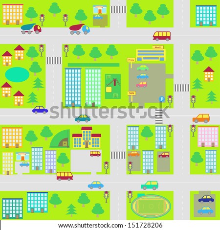 Cartoon Seamless City Map Stock Vector (Royalty Free) 151728206 ...