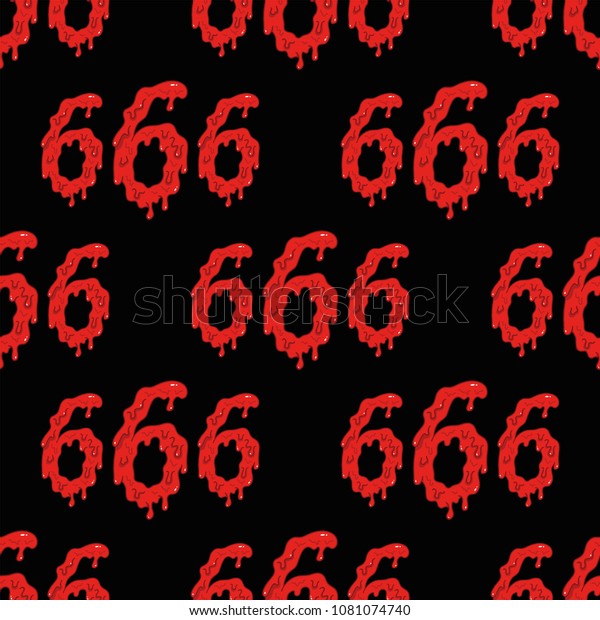 Cartoon Seamless Pattern Bloody Numbers 666 Stock Vector (Royalty Free ...