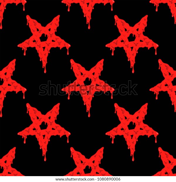 Cartoon Seamless Pattern Bloody Pentagram Symbol Stock Vector (Royalty ...