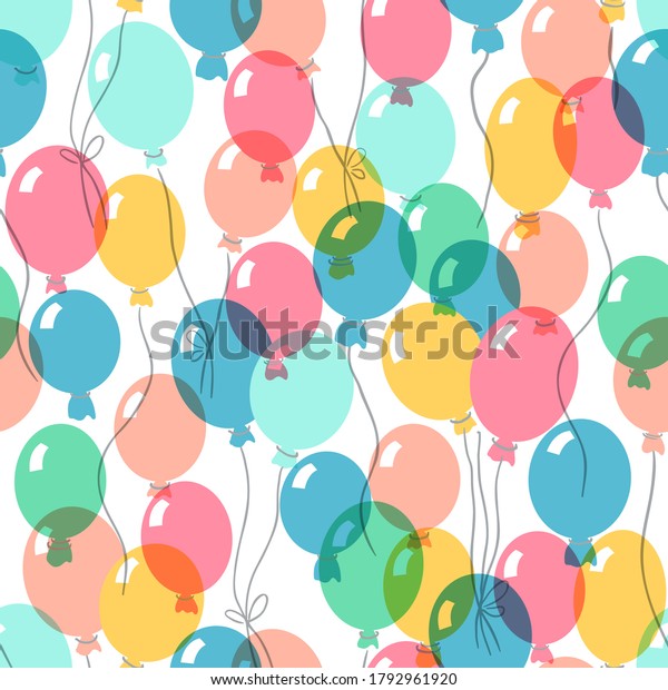 Cartoon Seamless Pattern Pastel Balloons Isolated Stock Vector (Royalty ...