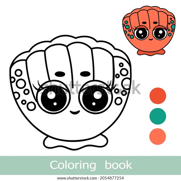 Cartoon Seashell Coloring Book Page Colorful Stock Vector (Royalty Free ...