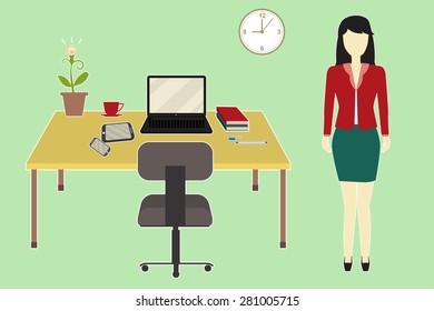 Cartoon Secretary Vector Illustration Stock Vector (Royalty Free ...