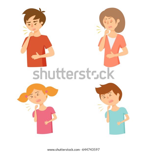 Cartoon Set Coughing Characters Man Woman Stock Vector (Royalty Free ...
