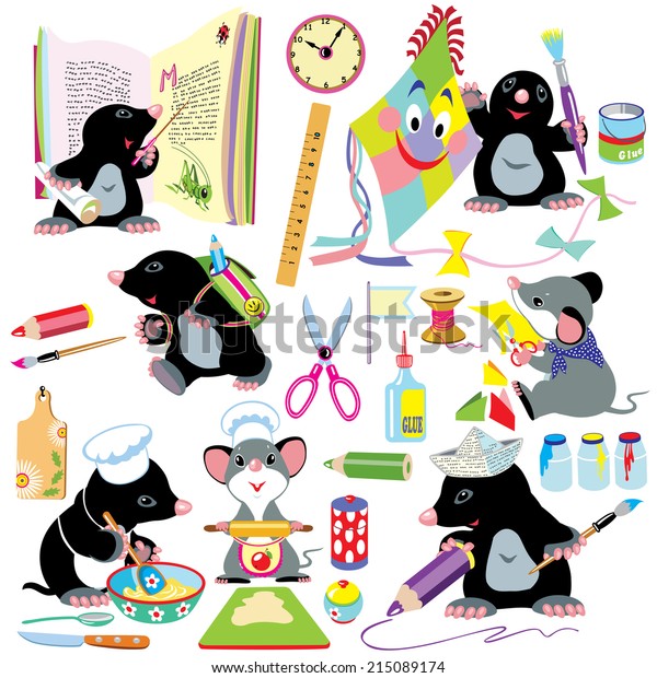 Cartoon Set Creative Activities Young Children Stock Vector (Royalty ...