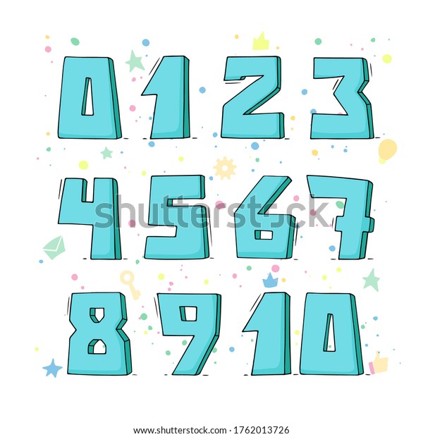 Cartoon Set Different Numbers Doodle Illustration Stock Vector (Royalty ...