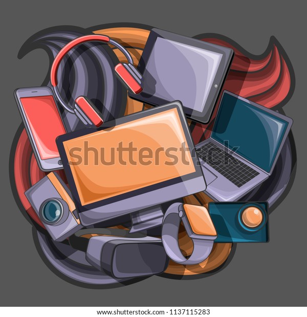 Cartoon Set Doodles On Gadget Theme Stock Vector (Royalty Free ...