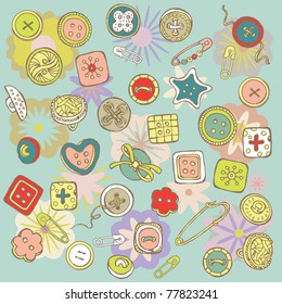 Cartoon Sewing Buttons Vector Background Stock Vector (Royalty Free ...