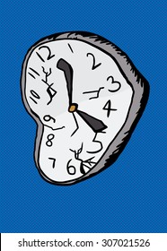 Cartoon Shattered Broken Clock Over Blue: vector de stock (libre de ...