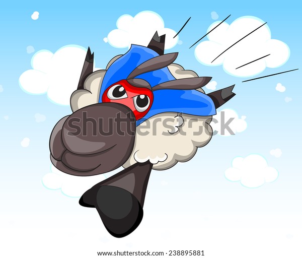 Cartoon Sheep Flying Superhero Stock Vector (Royalty Free) 238895881 ...