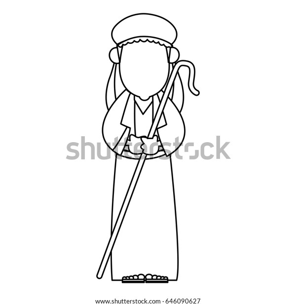 Cartoon Shepherd Holding Stick Tunic Turban Stock Vector (Royalty Free ...