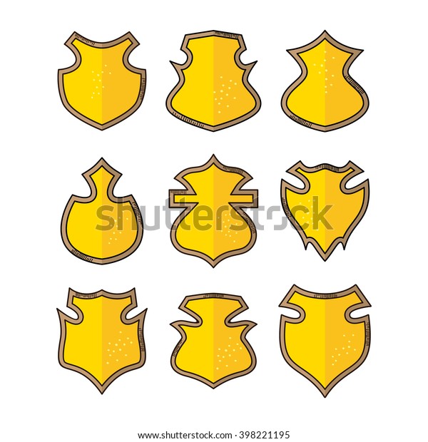Cartoon Shield Doodle Hand Drawn Theme Stock Vector (Royalty Free ...