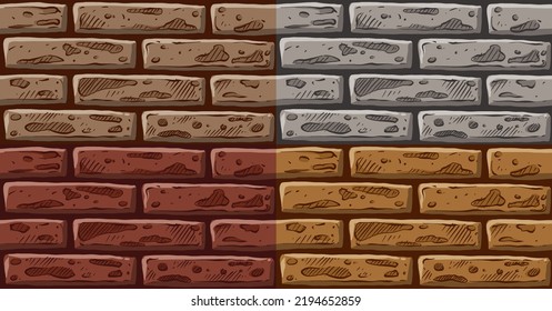 Cartoon Shiny Brown Old Brick Wall Stock Vector (Royalty Free ...