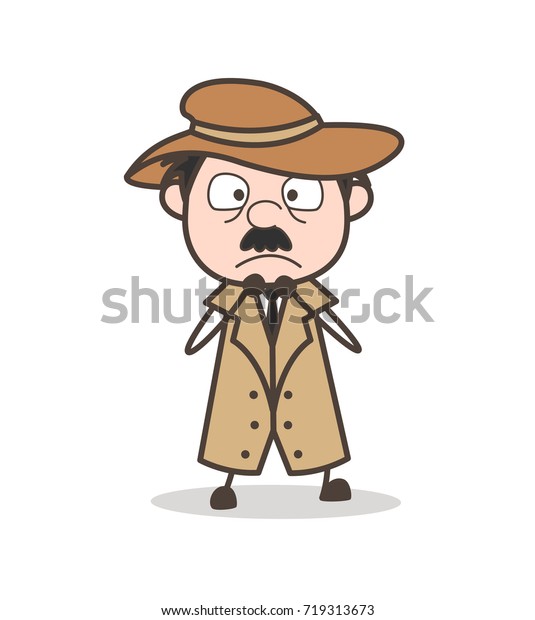 Cartoon Shocked Detective Face Expression Vector Stock Vector (Royalty ...
