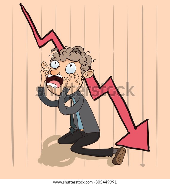 Cartoon Shocking Businessman Chart Going Down Stock Vector (Royalty ...