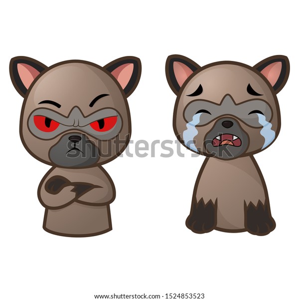 Cartoon Siamese Cat Angry Cry Emoticons Stock Vector (Royalty Free ...
