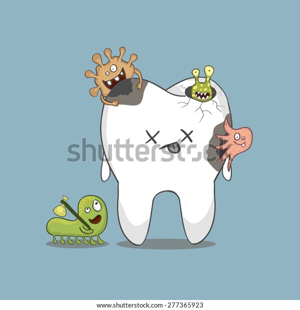 Cartoon Sick Tooth Bacteria Stock Vector (Royalty Free) 277365923