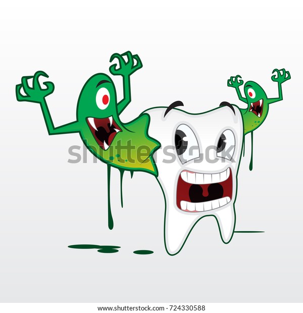 Cartoon Sick Tooth Bacteria Stock Vector (Royalty Free) 724330588