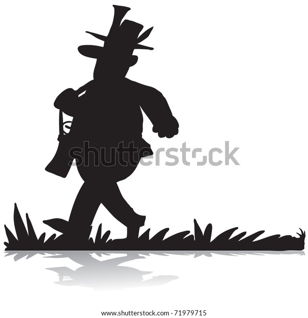 Cartoon Silhouette Hunter Walking Stock Vector (Royalty Free) 71979715 ...