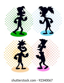 Cartoon Silhouettes Stock Vector (Royalty Free) 92340067 | Shutterstock