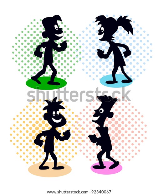Cartoon Silhouettes Stock Vector (Royalty Free) 92340067 | Shutterstock