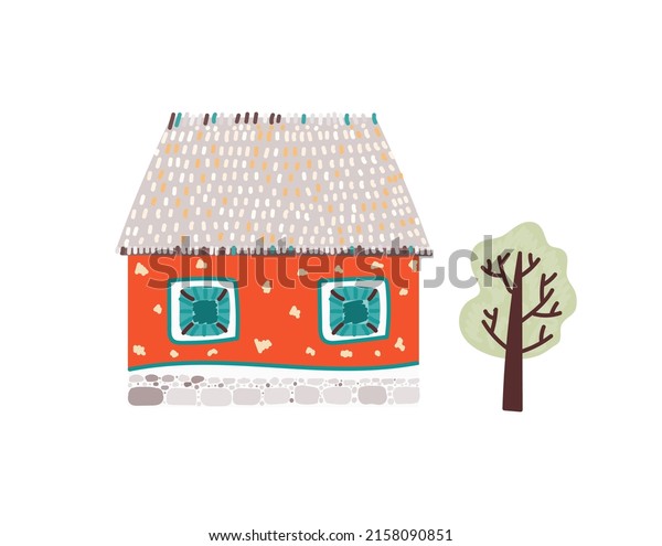 Cartoon Simple Rural House Vector Illustration Stock Vector (Royalty ...