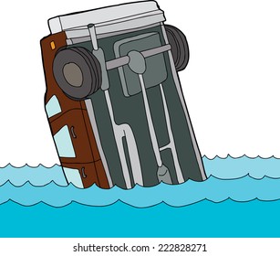 Vektor Stok Cartoon Single Car Stuck Pile Dirt (Tanpa Royalti ...