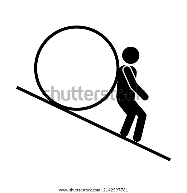 Cartoon Sisyphus Pushing Concept Design Vector Stock Vector (Royalty ...