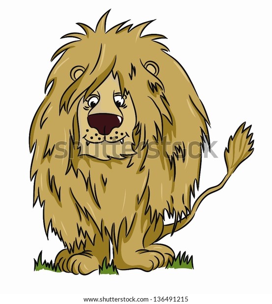 Cartoon Sitting Lion Vector 스톡 벡터(로열티 프리) 136491215 | Shutterstock