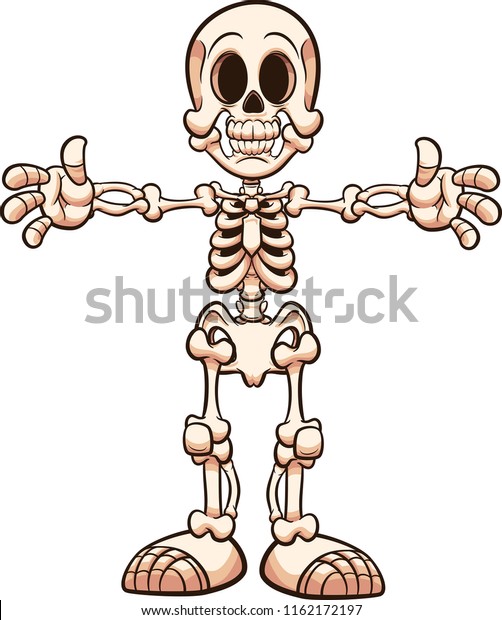 Cartoon skeleton with separate parts. Vector clip art illustration with ...