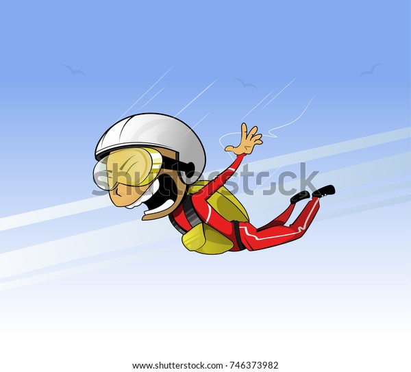 Cartoon Skydiver Flies On Sky Vector Stock Vector (Royalty Free ...