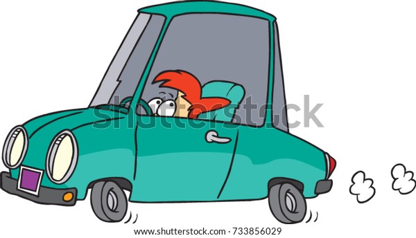 Cartoon Small Child Driving Real Car Stock Vector (Royalty Free) 733856029