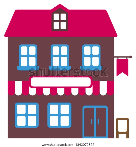Cartoon Small Shop Flat Design Illustration Stock Vector (Royalty Free ...