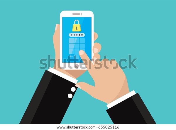 Cartoon Smartphone Password On Lock Screen Stock Vector (Royalty Free ...