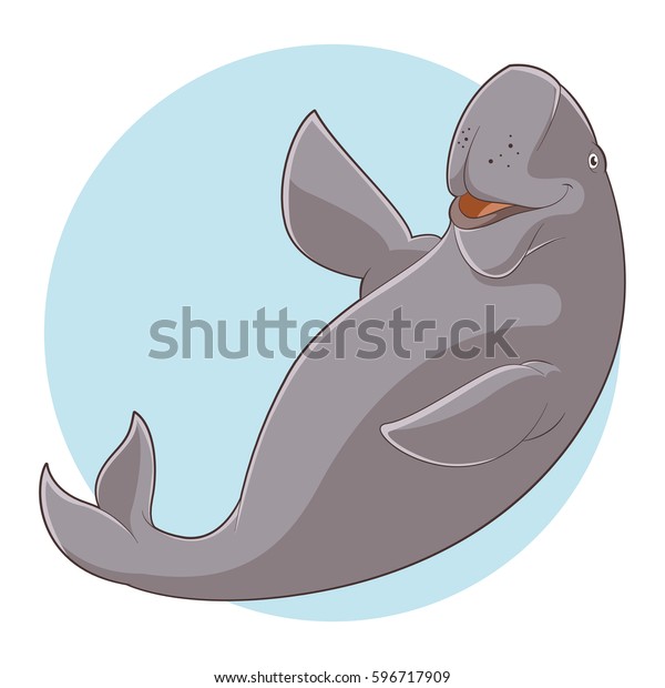Cartoon Smiling Dugong Stock Vector (Royalty Free) 596717909 | Shutterstock