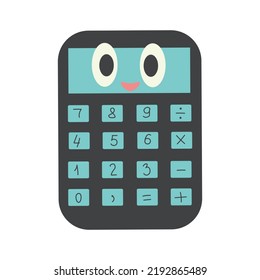 Cartoon Smiling Electronic Calculator Character Vector Stock Vector ...