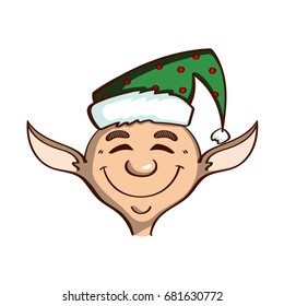 Cartoon Smiling Elf Isolated On White Stock Vector (Royalty Free ...